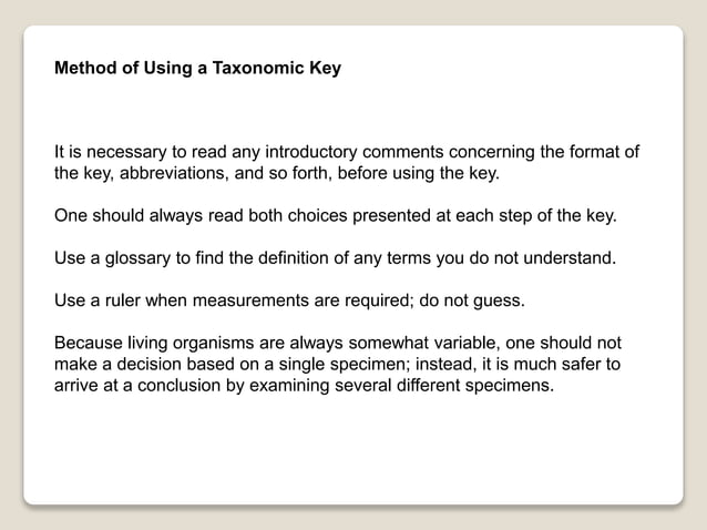 Taxonomic keys | PPTX