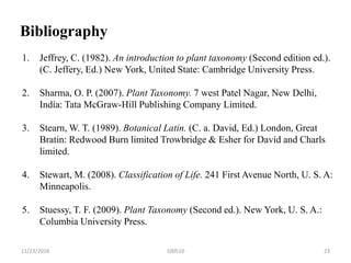 Taxonomic systems in plants | PPTX