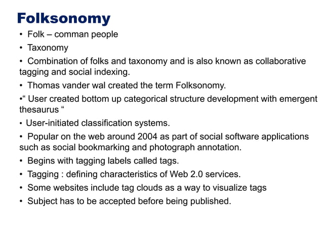 Taxonomies & folksonomies | PPTX