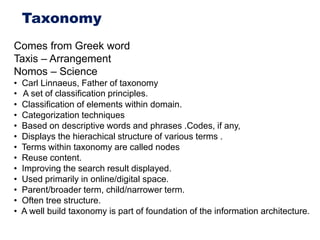 Taxonomies & folksonomies | PPTX