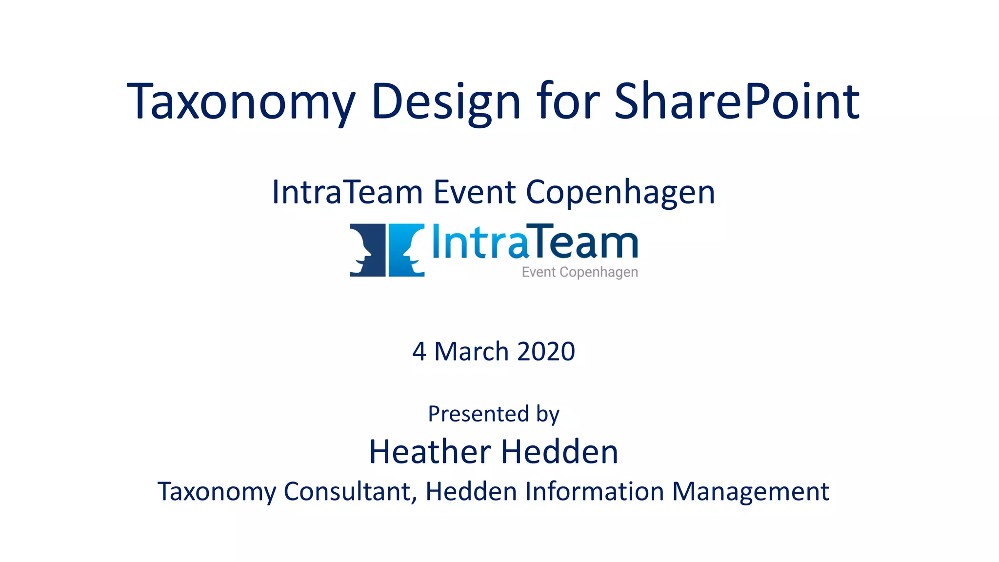 Taxonomy Design for SharePoint | PDF