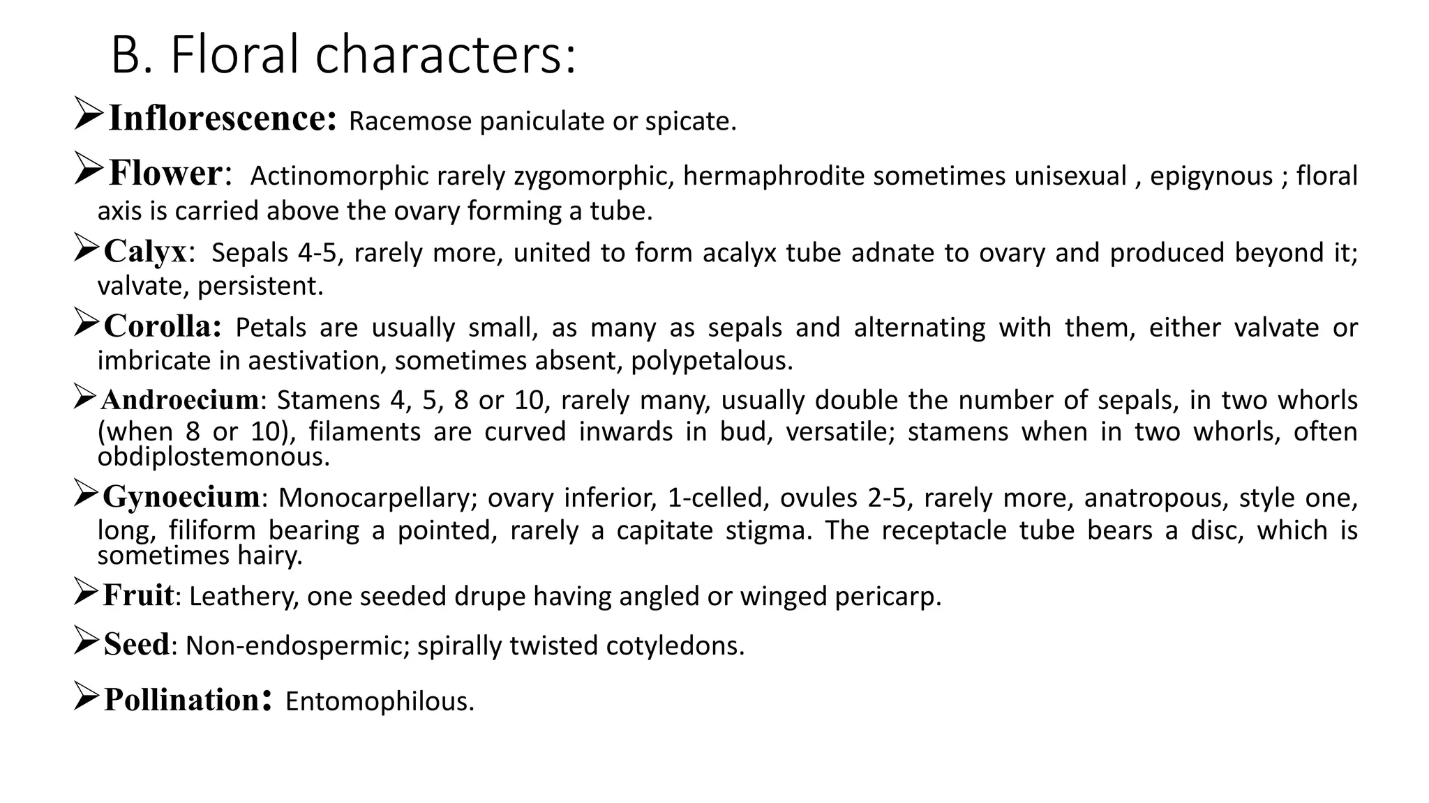 Diagnostic Features of Combretaceae Family-Pushkar dangi, Department of ...