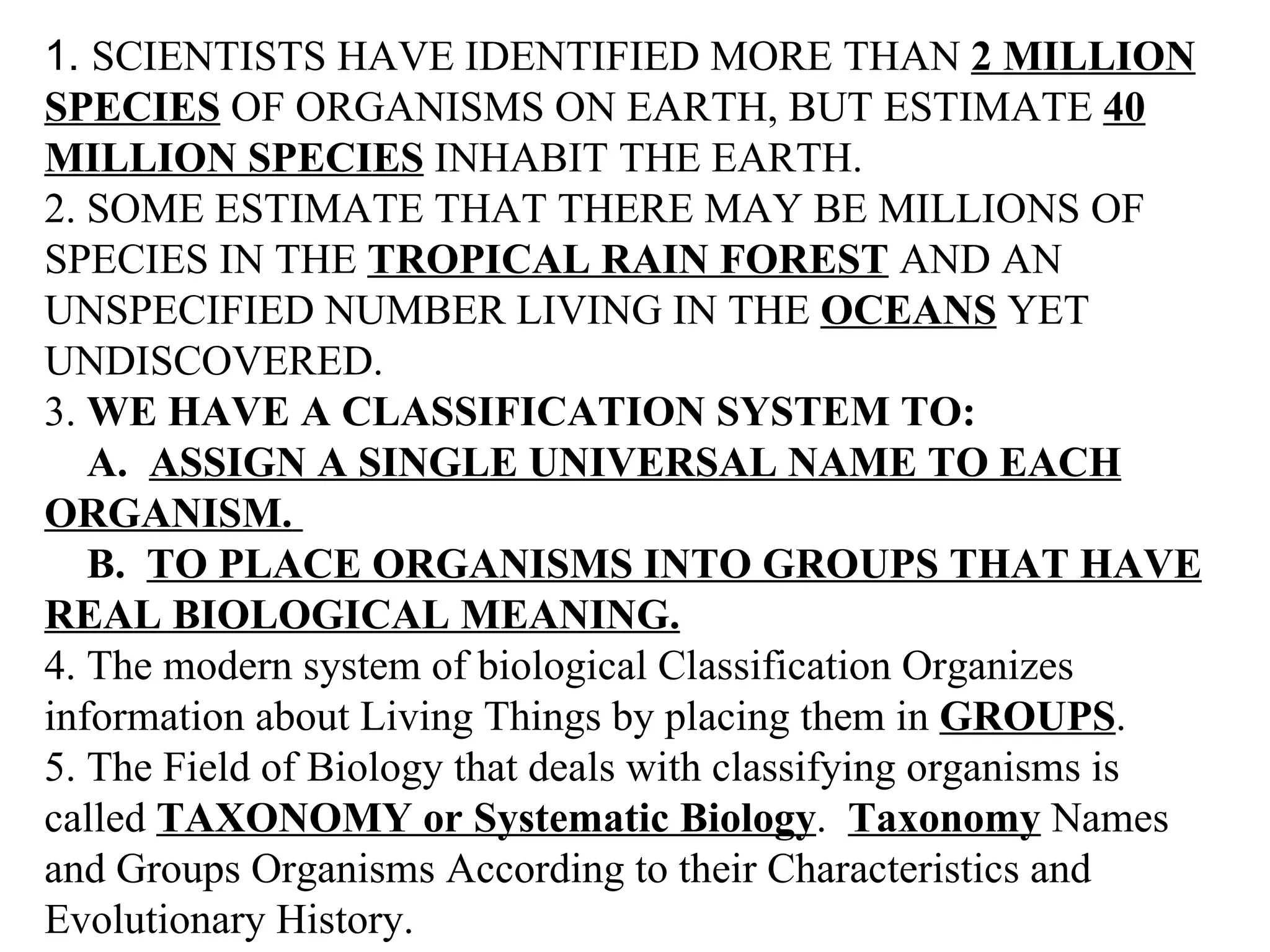 Taxonomy Biology Notes | PPT