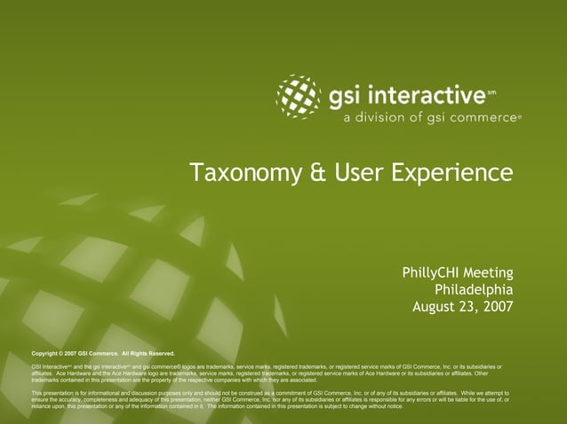 Taxonomy & User Experience | PPT