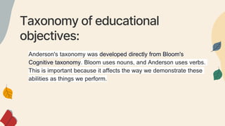 taxonomy of educational objectives pptx | PPTX
