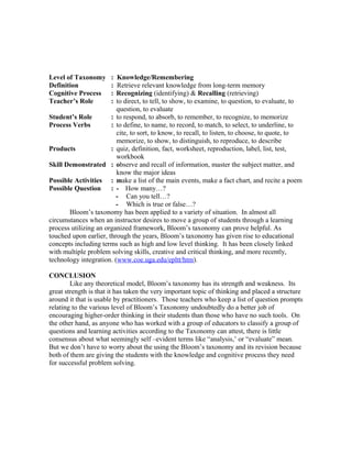 Taxonomy bloom revised & original | DOC