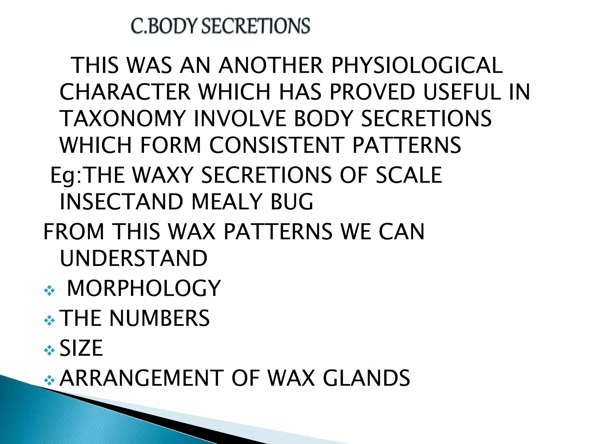 different kinds of taxonomic characters and its function | PPTX