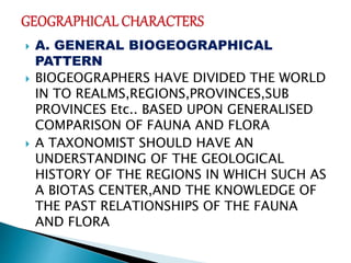 different kinds of taxonomic characters and its function | PPTX