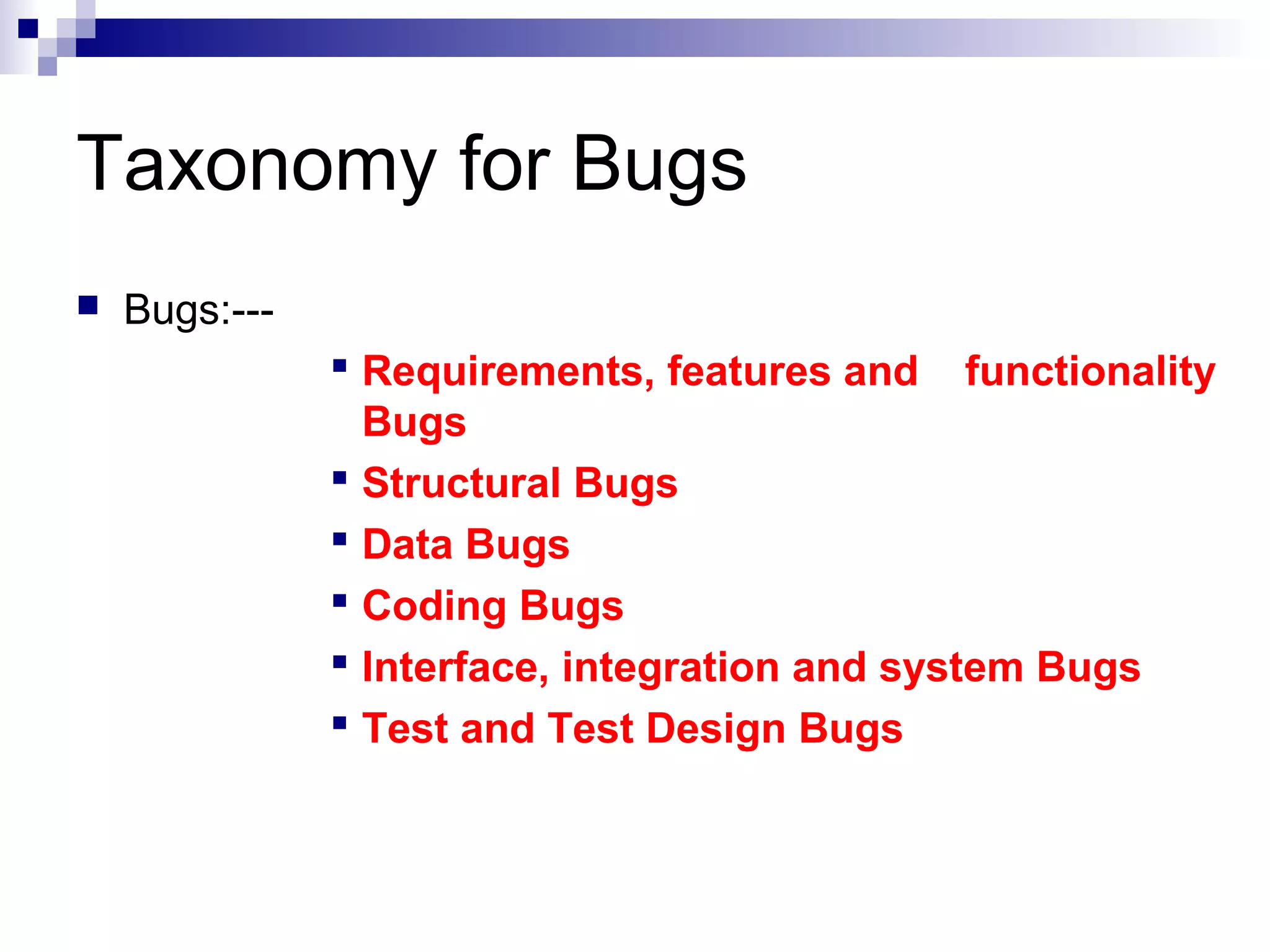 Taxonomy for bugs | PPT