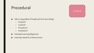 Curriculum Models & Taxonomies of Learning | PPT