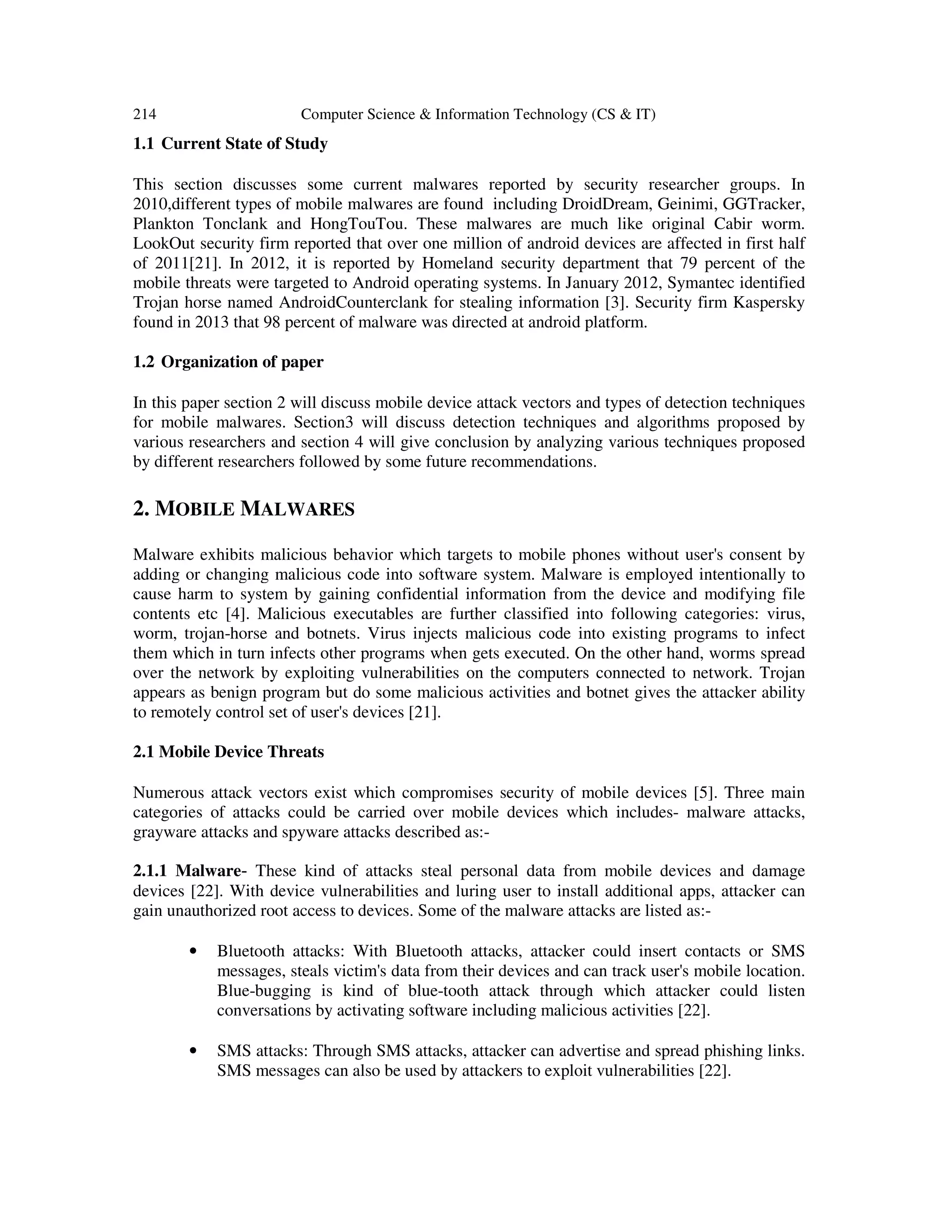 Taxonomy mobile malware threats and detection techniques | PDF Taxonomy mobile malware threats and detection techniques | PDF
