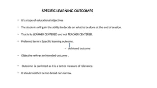TAXONOMY OF DOMAINS AND SPECIFIC LEARNING OUTCOMES pptx | PPTX