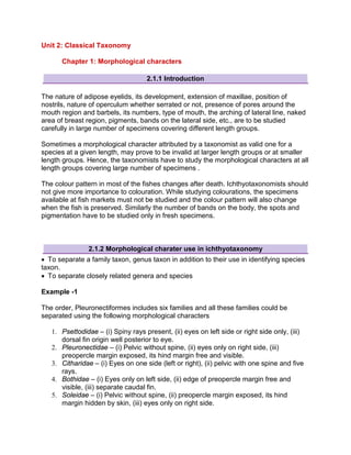 Taxonomy of finfish notes | PDF