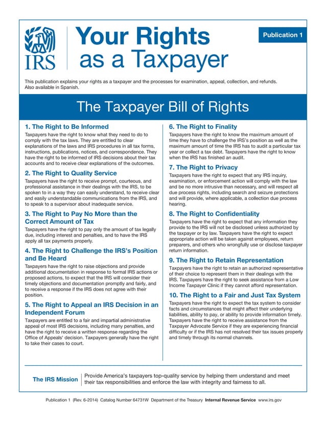 Taxpayer Bill of Rights - IRS | PDF