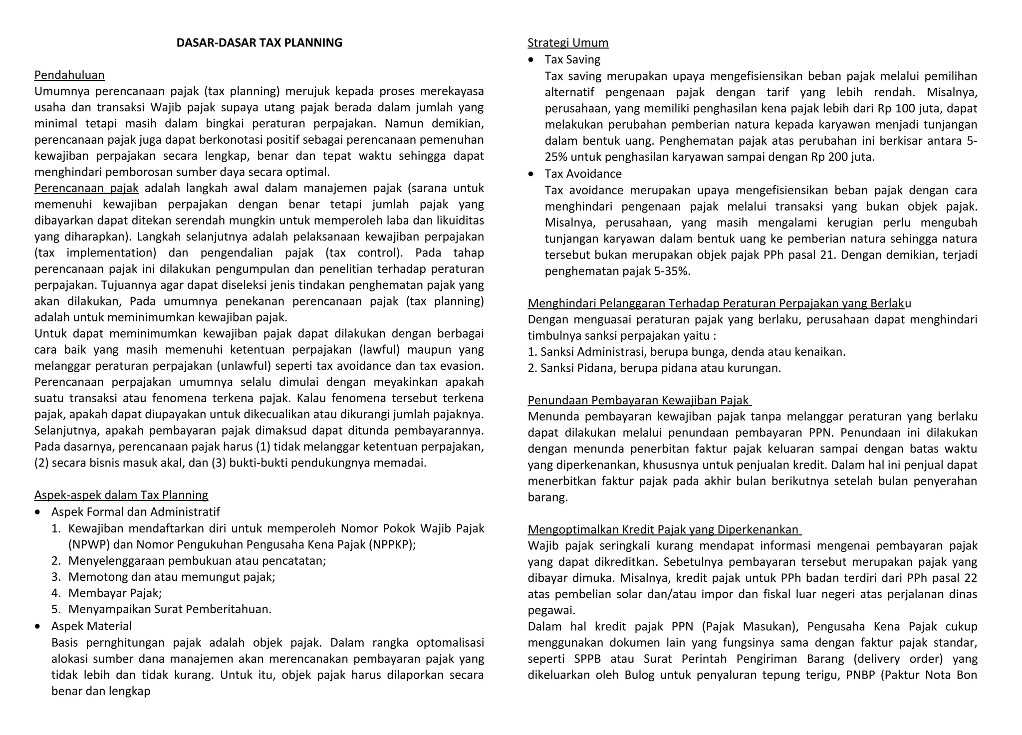 TAX PLANNING PAJAK | DOC