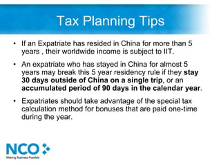 Tax Planning in China - Individual Income Tax | PPTX