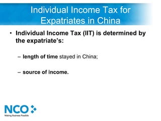 Tax Planning in China - Individual Income Tax | PPTX