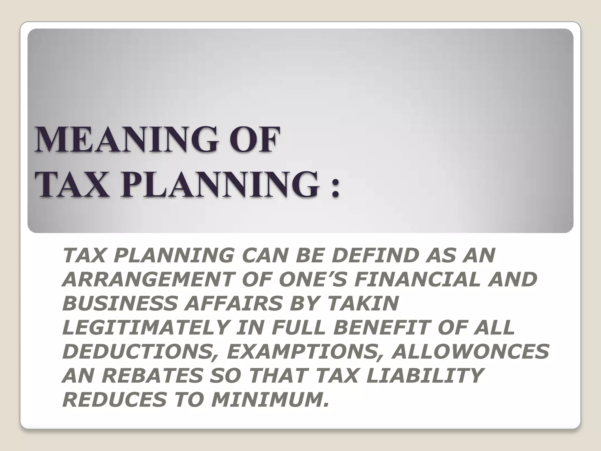 Tax planning | PPTX