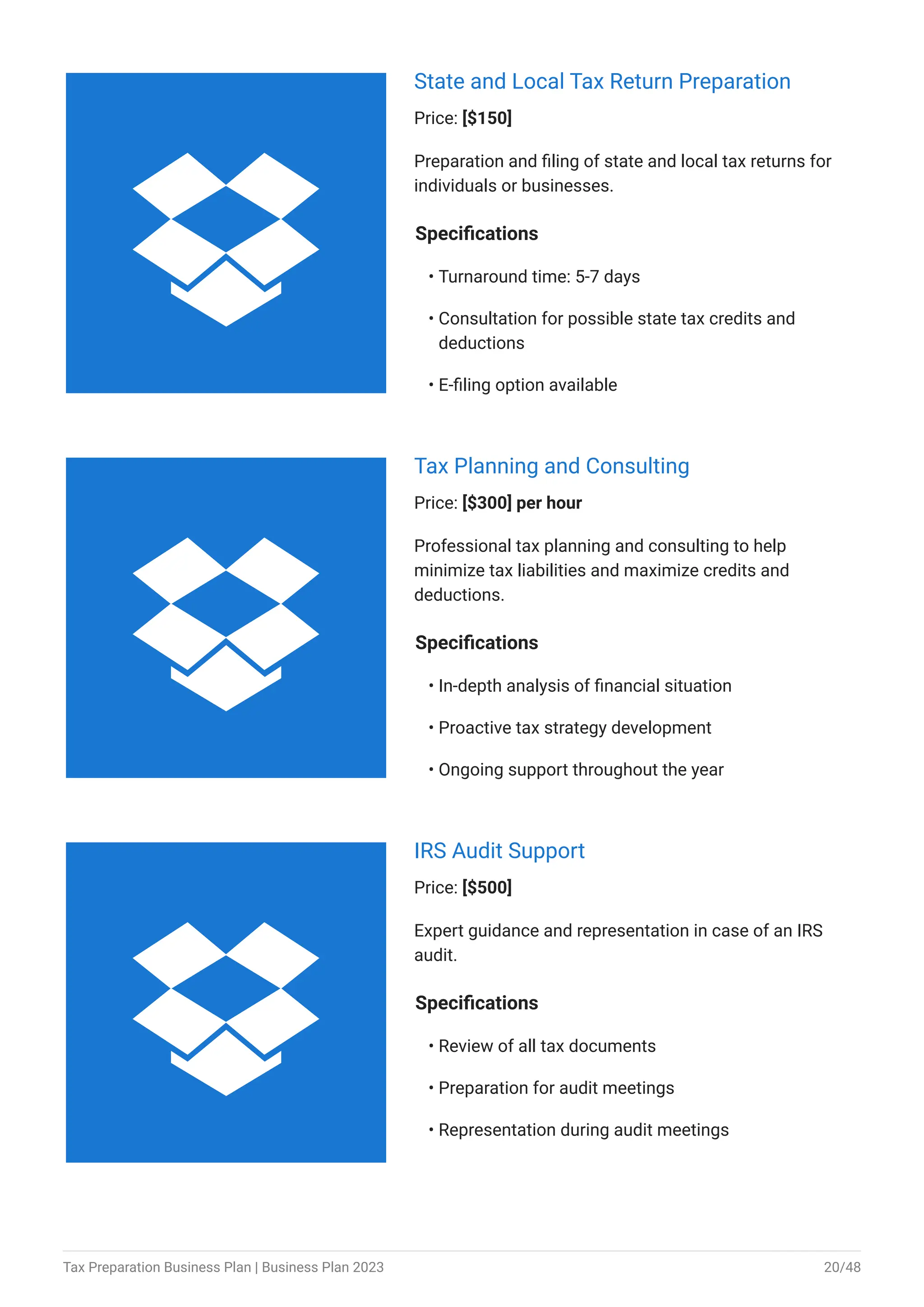 Tax Preparation Business Plan Example Template | PDF