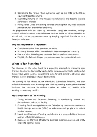 Tax Preparation vs Tax Planning: Key Differences | PDF