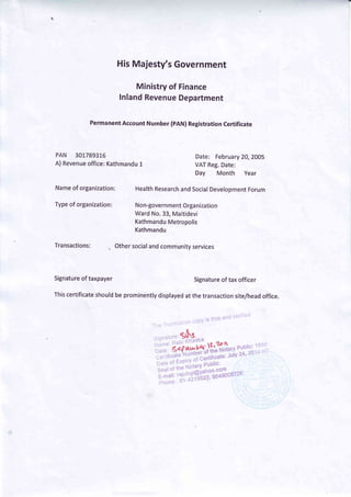 Tax registration certificate herd | PDF