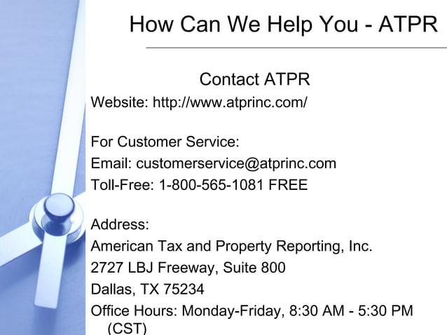 Tax Reporting Services - ATPR | PPT