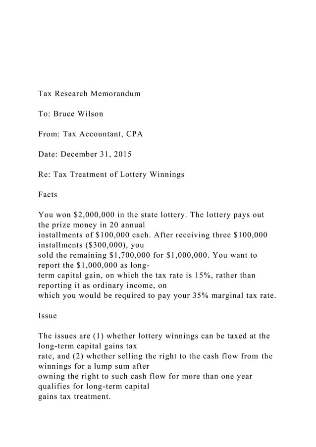 Tax Research Memorandum To Bruce Wilson From .docx