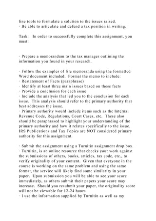 Tax Research MemorandumTo File From Your Name .docx