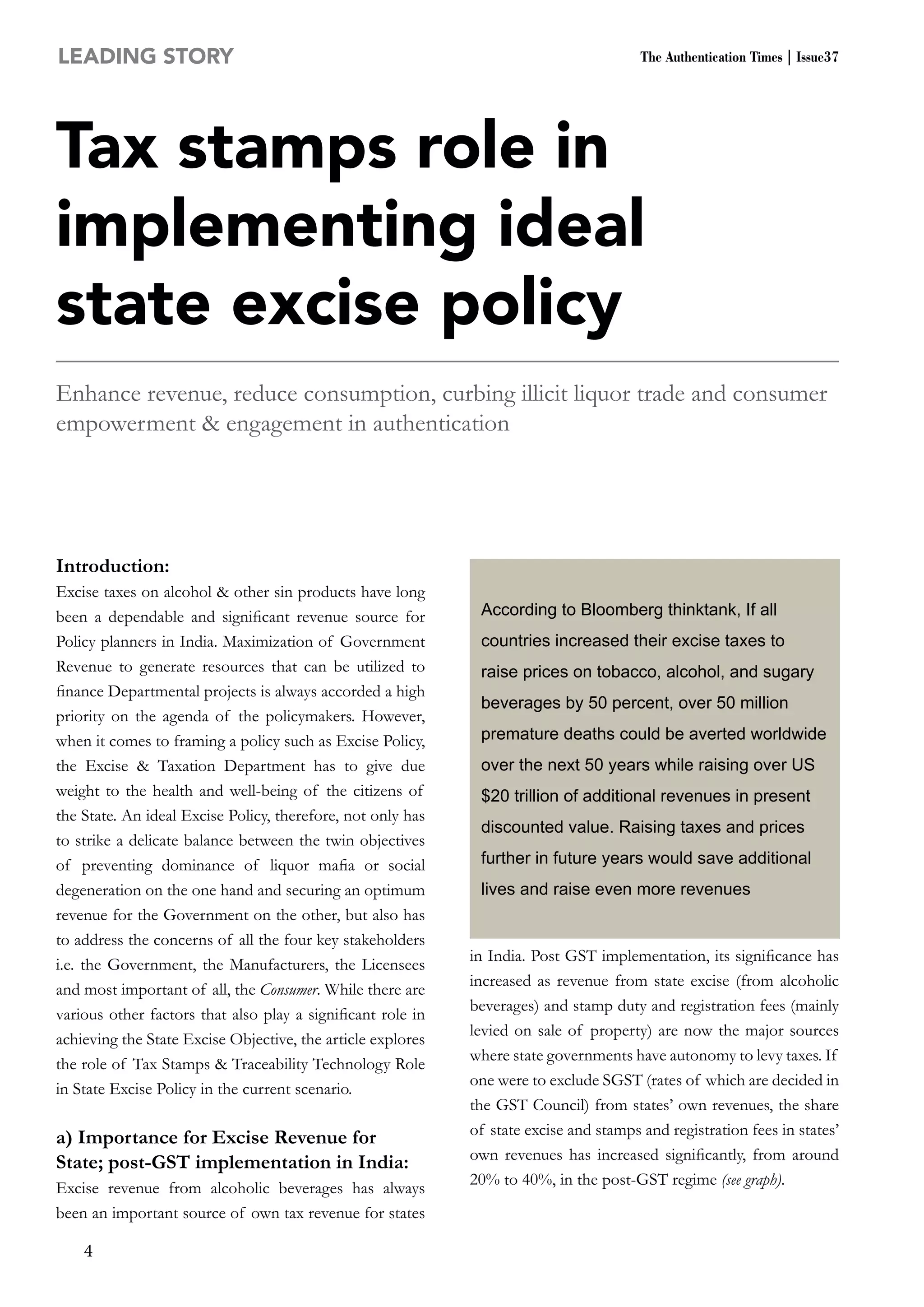 Tax stamps role in implementing ideal state excise policy | PDF