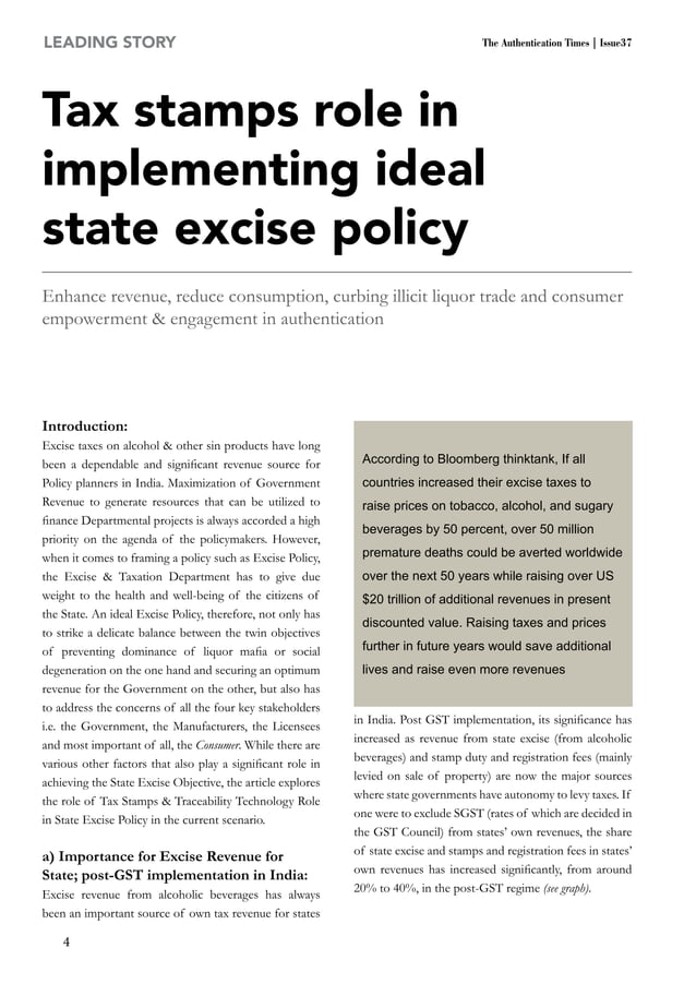 Tax stamps role in implementing ideal state excise policy | PDF