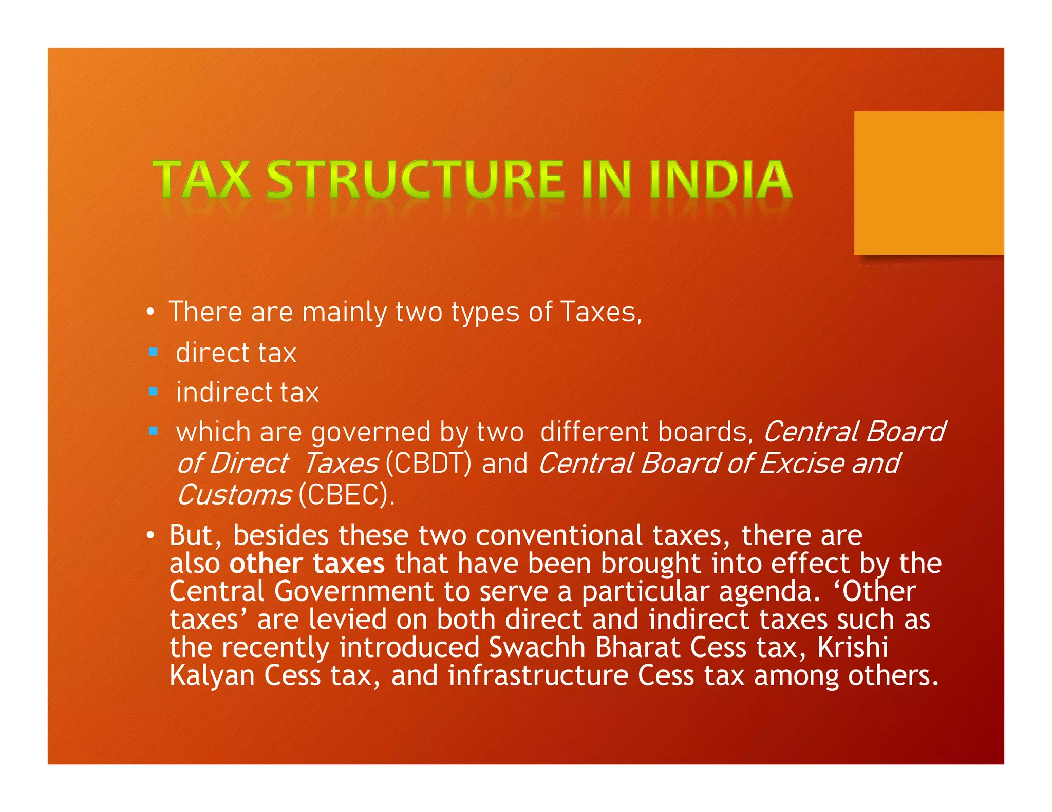 Tax structure in india | PDF