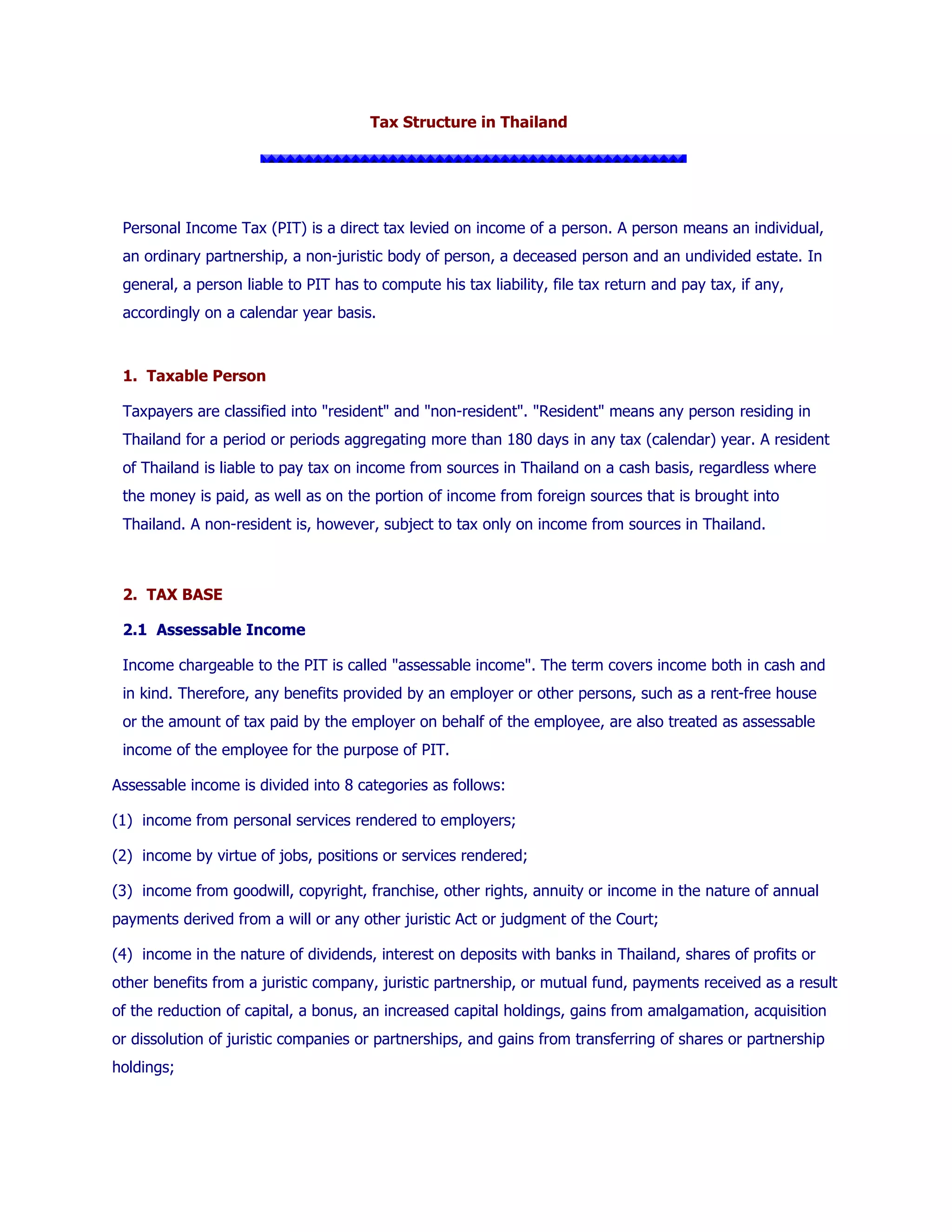 Tax Structure In Thailand | DOC