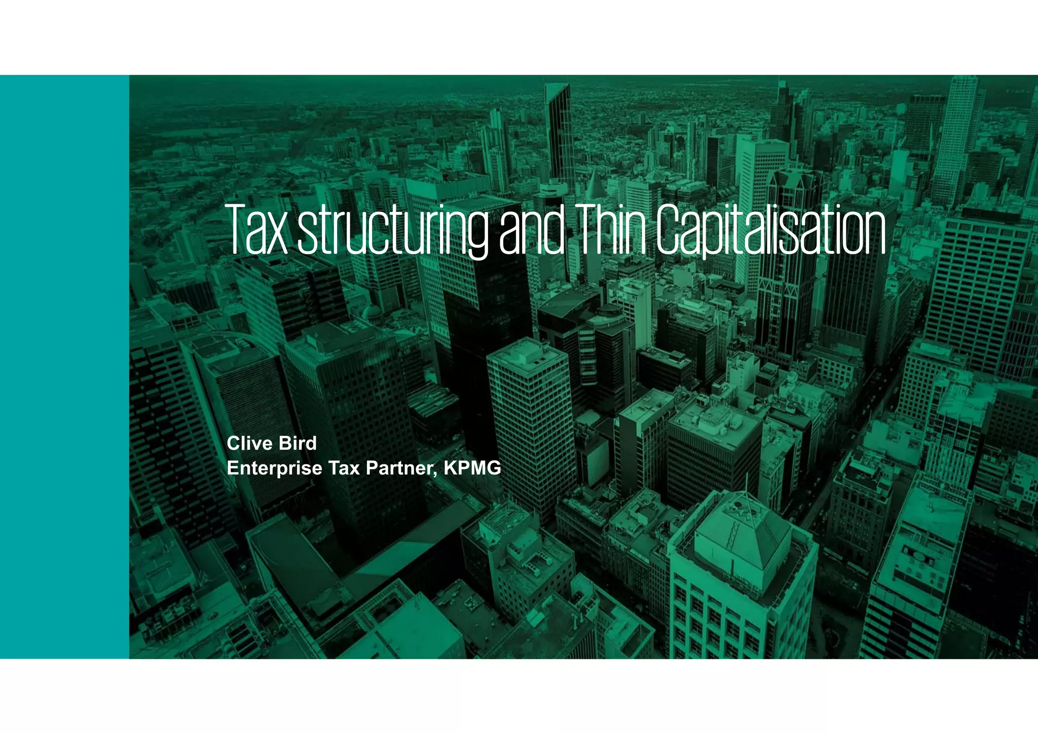 Tax structuring and thin capitalisation | PDF