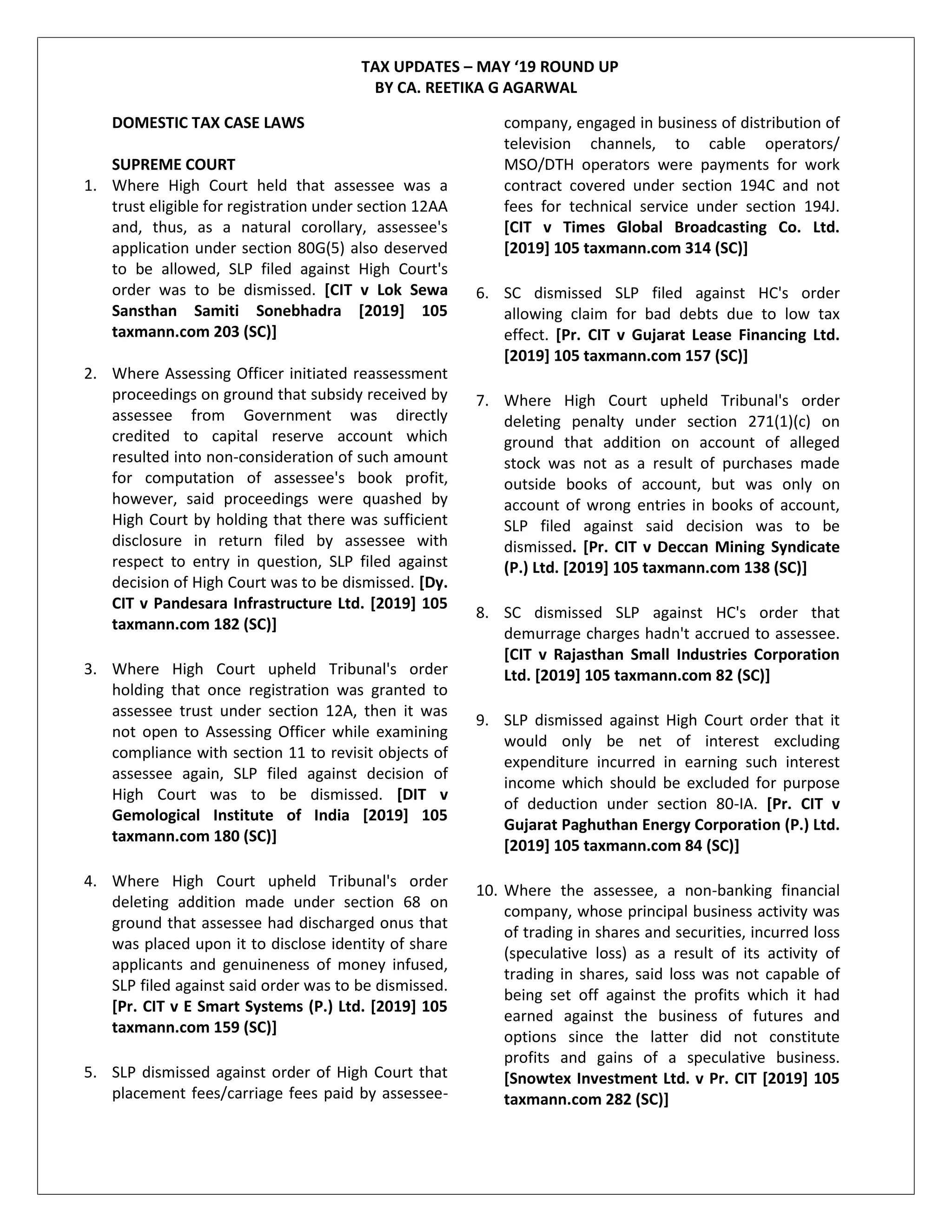 Tax updates may 19 | PDF