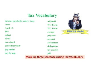 Tax Vocabulary for ASL 2 | PPT