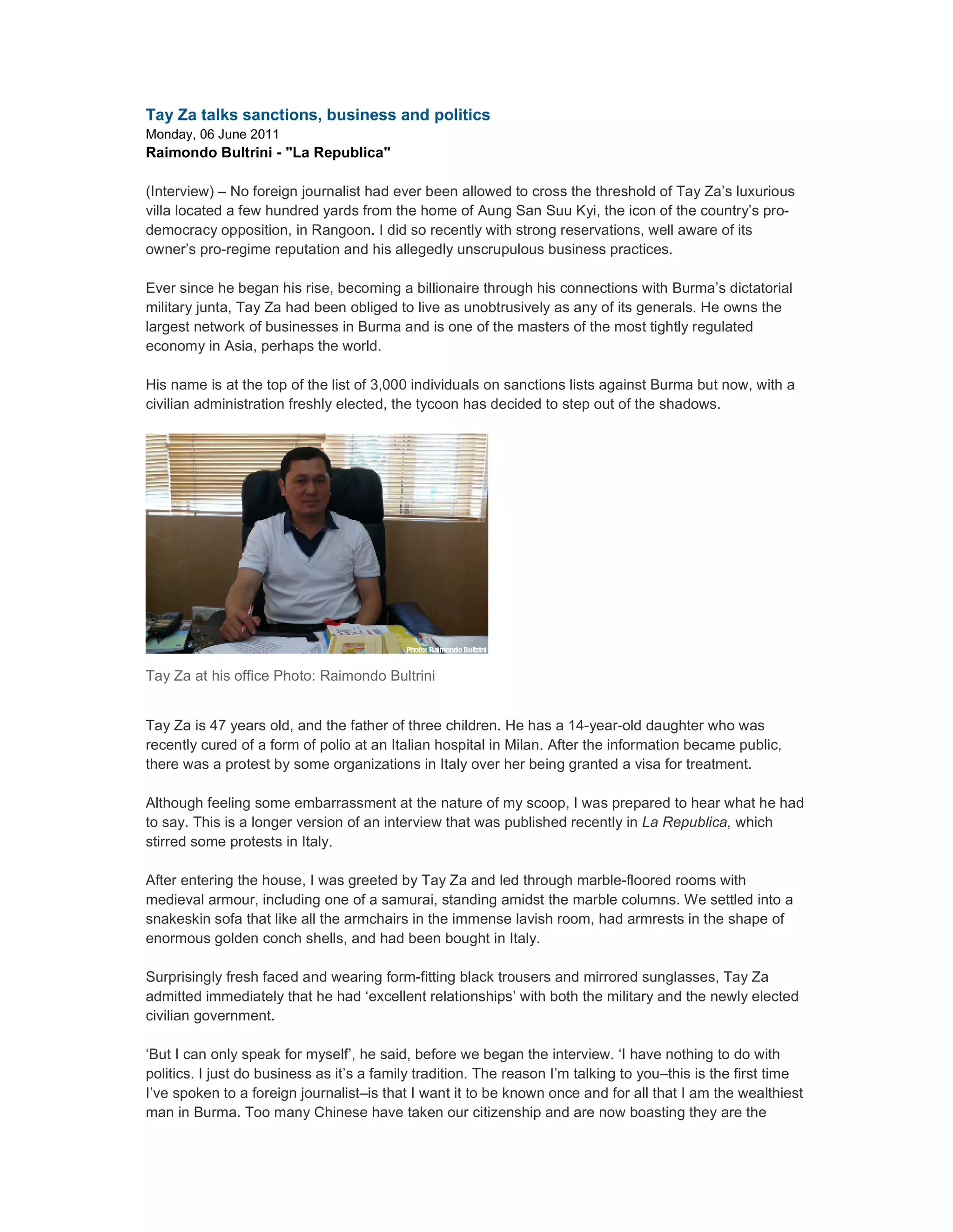 Tay za interview for La Republica | PDF