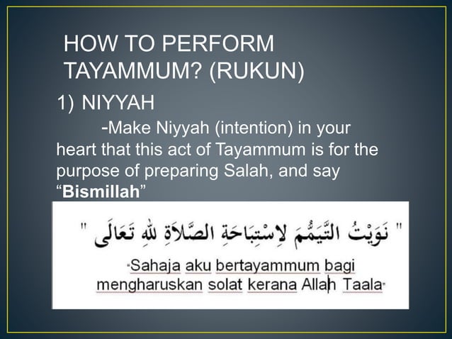 Tayammum | PPTX | Islam | Religion & Spirituality