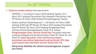Fakta, Isu dan SAran Penyempurnaan BP TAPERA | PPTX