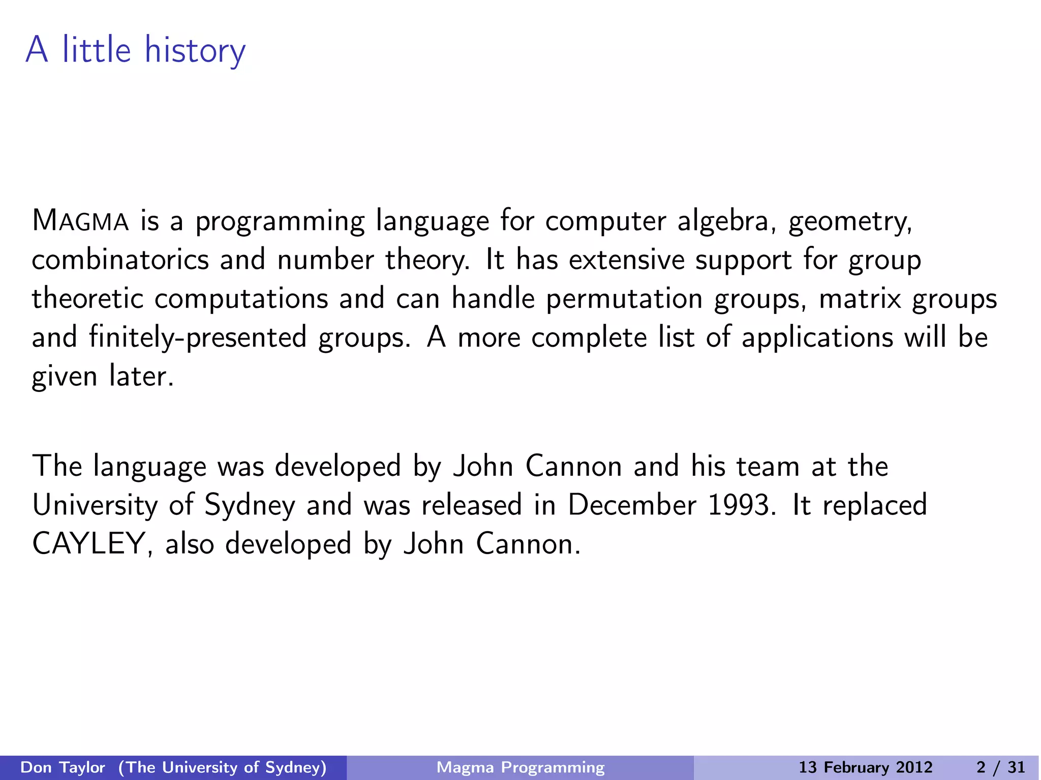 An Introduction to MAGMA | PDF