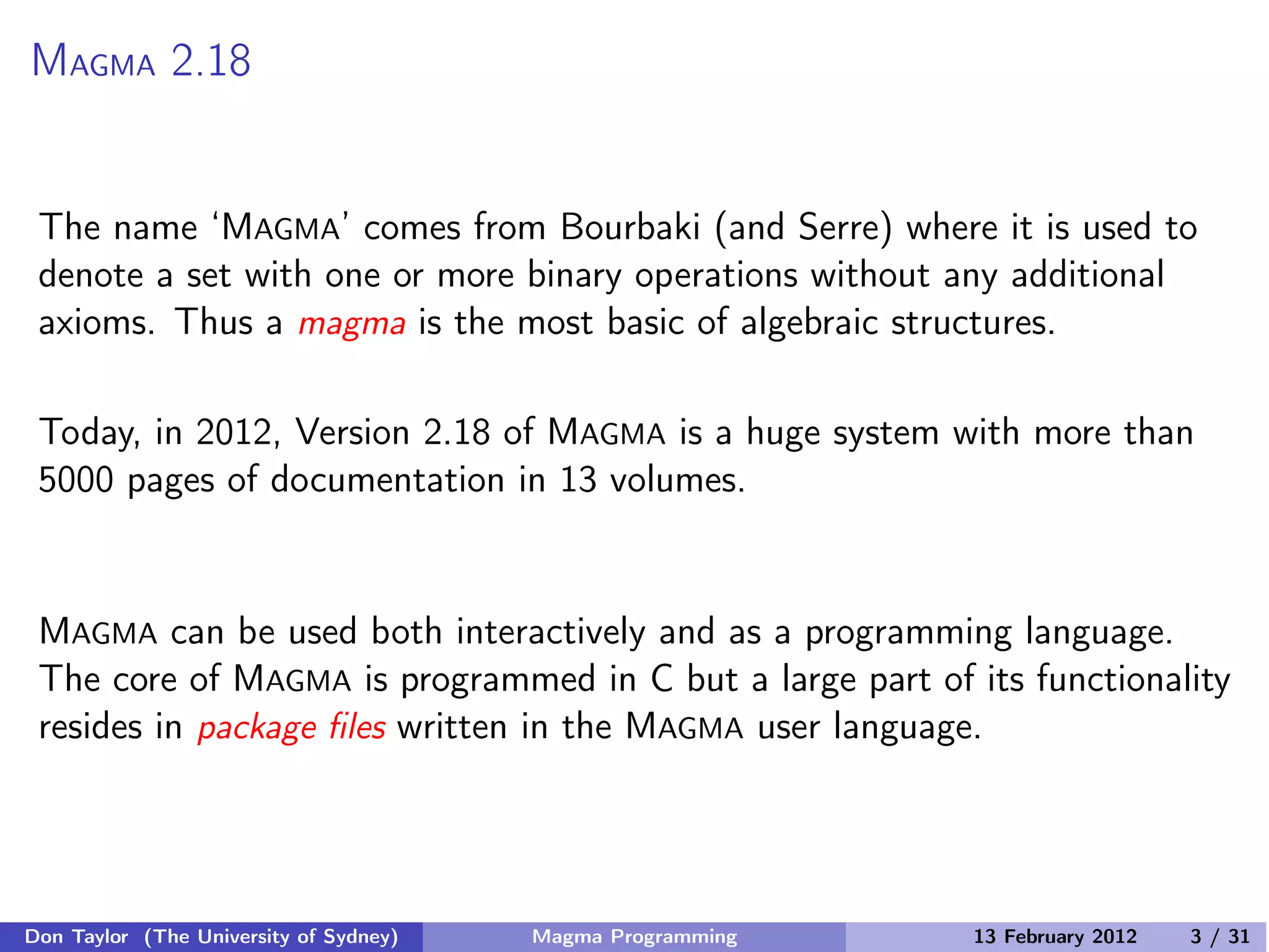 An Introduction to MAGMA | PDF