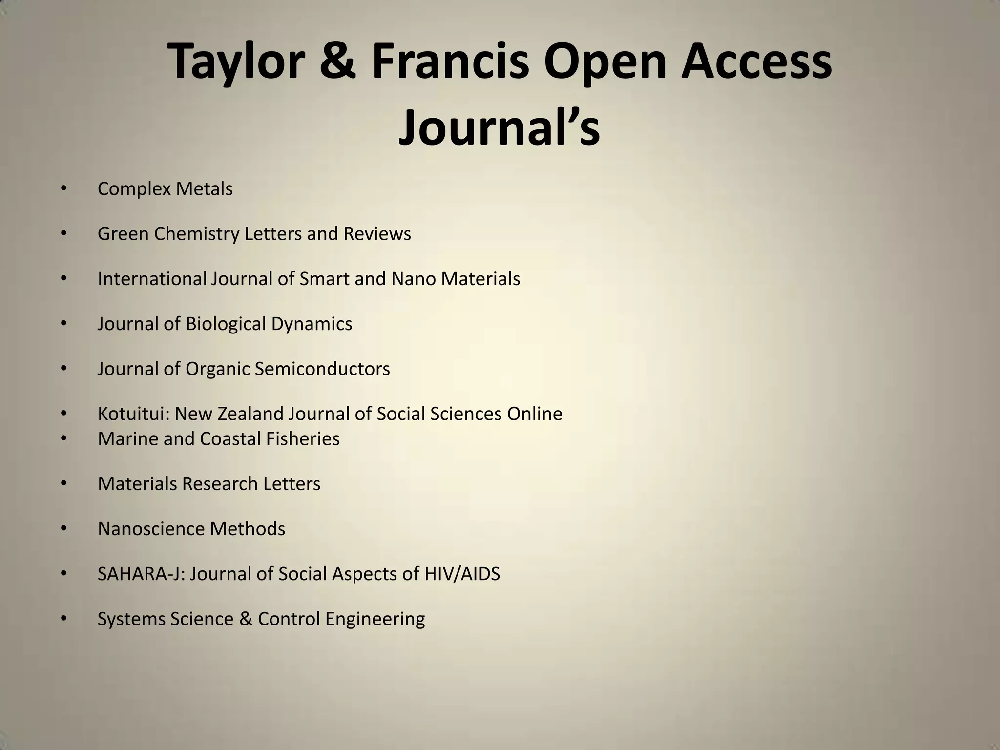 Taylor & francis online ppt | PPTX