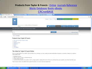Taylor & francis online ppt | PPTX