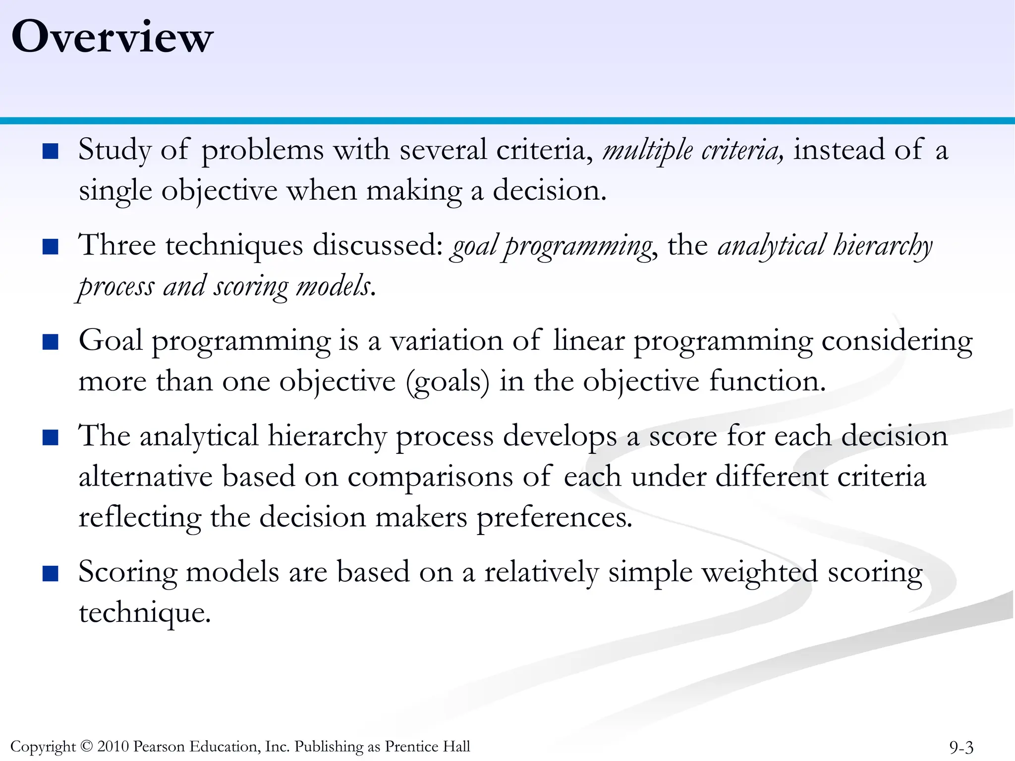 Management Science - Goal Programming Procedure | PPT