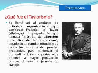 Taylorismo. Sistemas de manufactura | PPTX