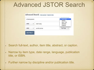 Taylor_JSTOR Searches | PPT