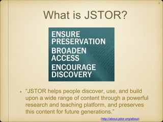 Taylor_JSTOR Searches | PPT