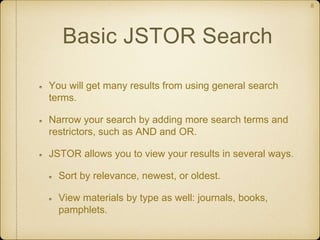 Taylor_JSTOR Searches | PPT