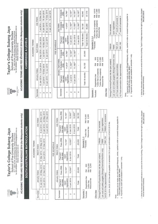 Taylor's College Subang Jaya Pre U Fee Structure A Level SAM CPU | PDF