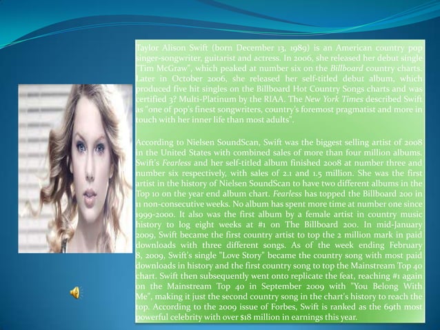 Taylor Swift | PPTX | Country Music | Music