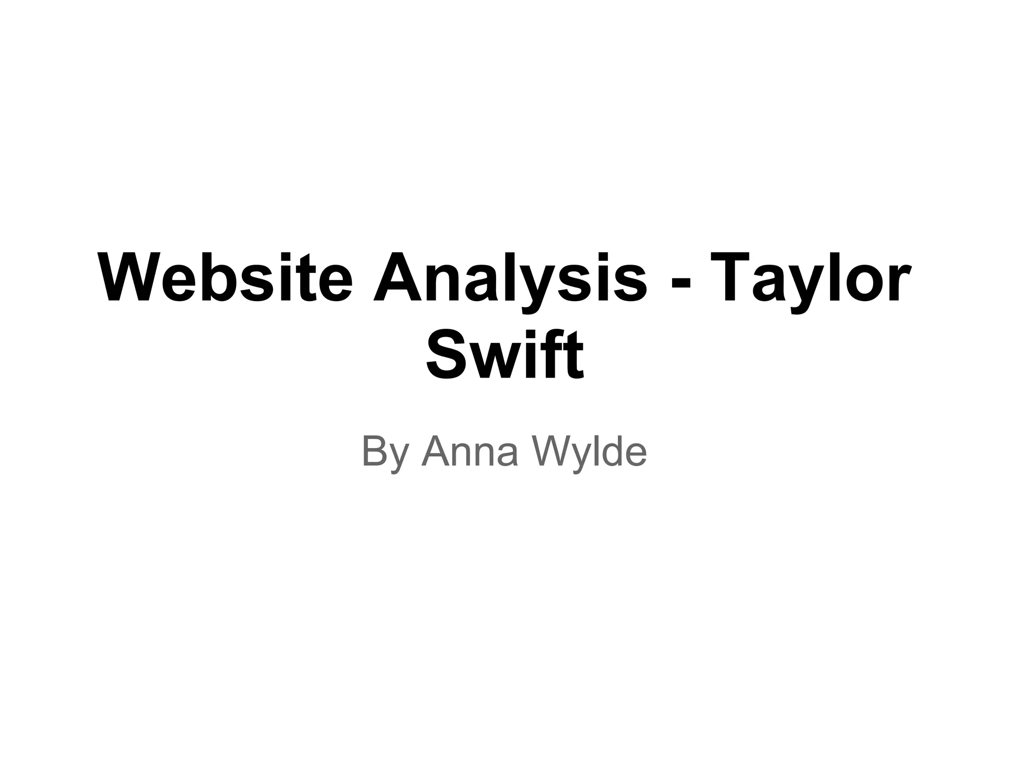 Taylor Swift - Website Analysis | PDF